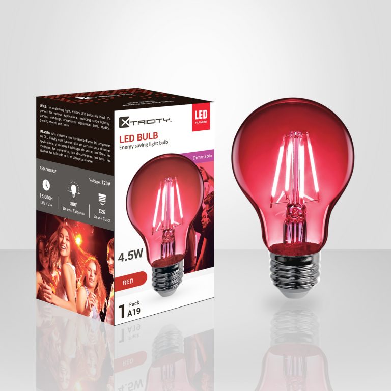 LED A19 FIL / 4.5W / 120V / RED DIM. 1PK #1-40206 – Jessar