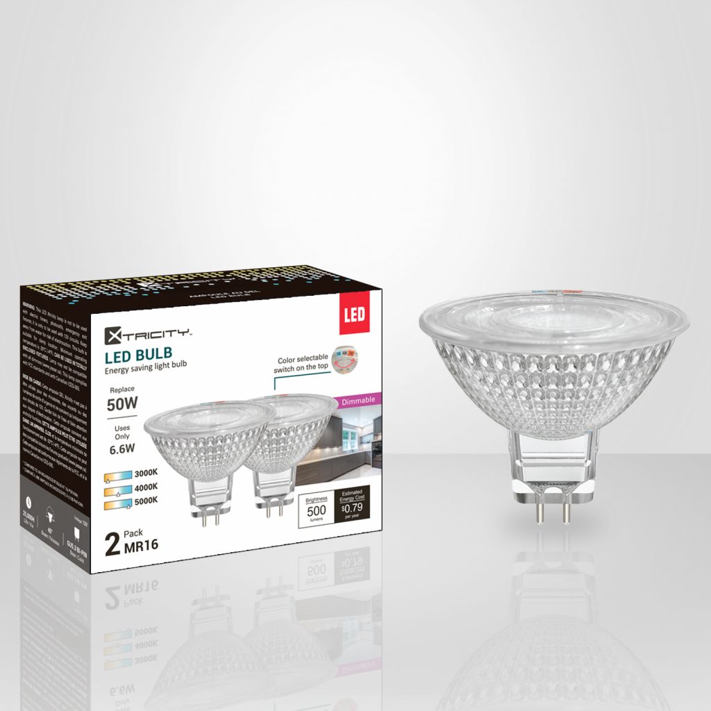 LED MR16 / 6.6W / 12V / 3000K – 4000K – 5000K / DIM. 2PK #1-40214 – Jessar