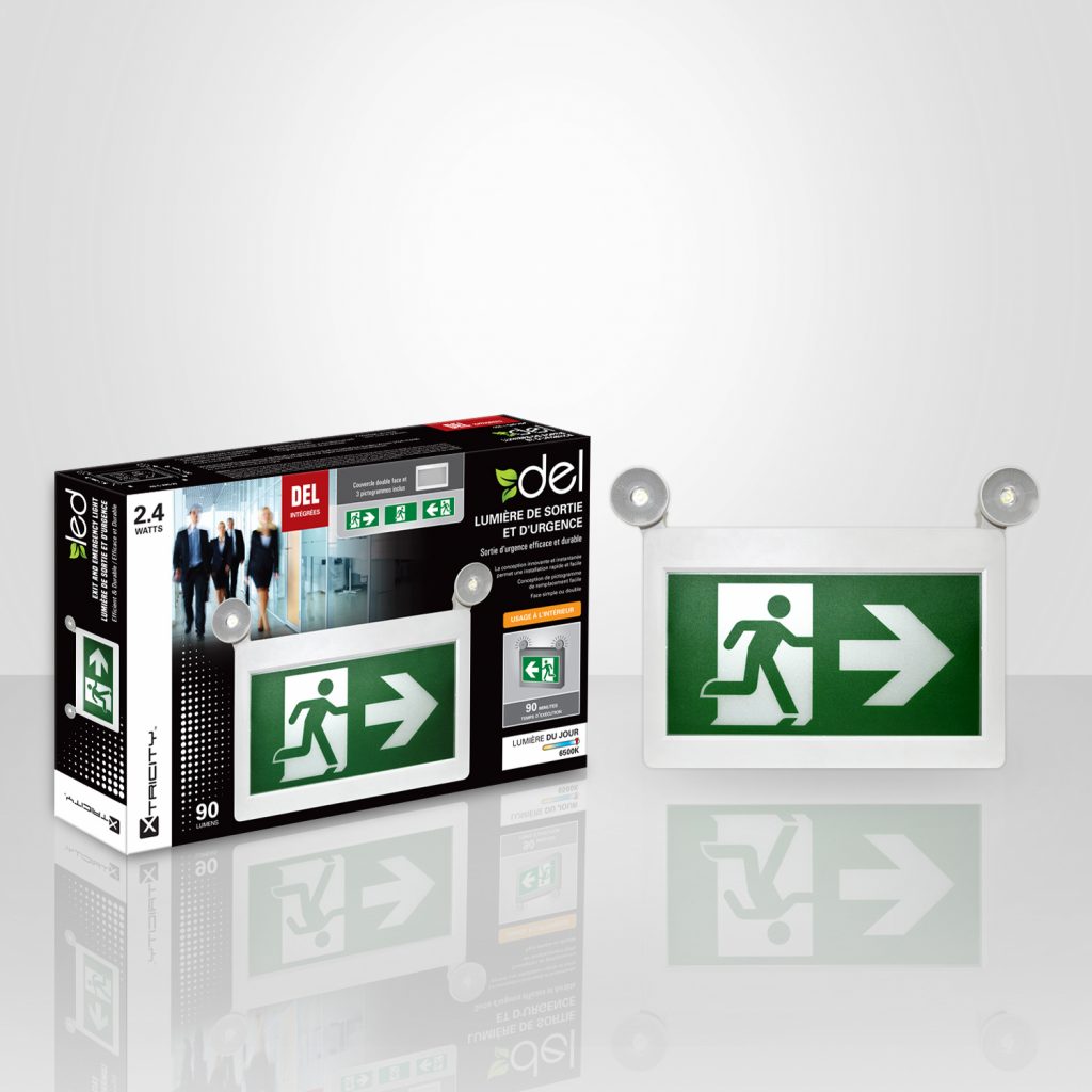 LED EXIT & EMERGENCY LIGHT 1.2W X 2 HEADS / 3 PICTOGRAMS #4-80088 – Jessar