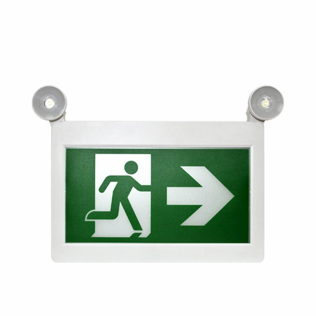 LED EXIT & EMERGENCY LIGHT 1.2W X 2 HEADS / 3 PICTOGRAMS #4-80088 – Jessar