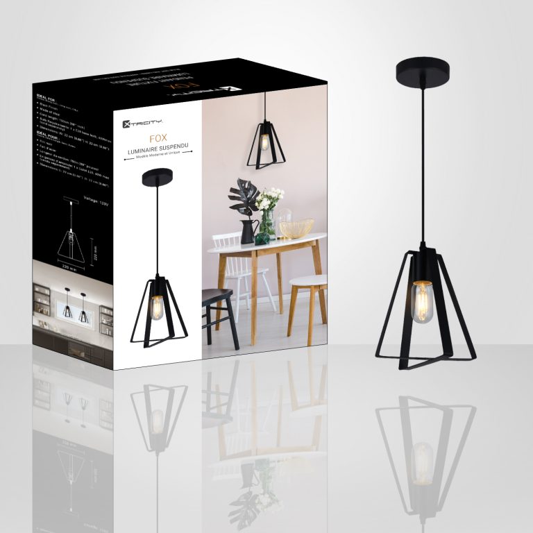 PENDANT FIXTURE 1 LIGHT BLACK “FOX” #5-90132 – Jessar