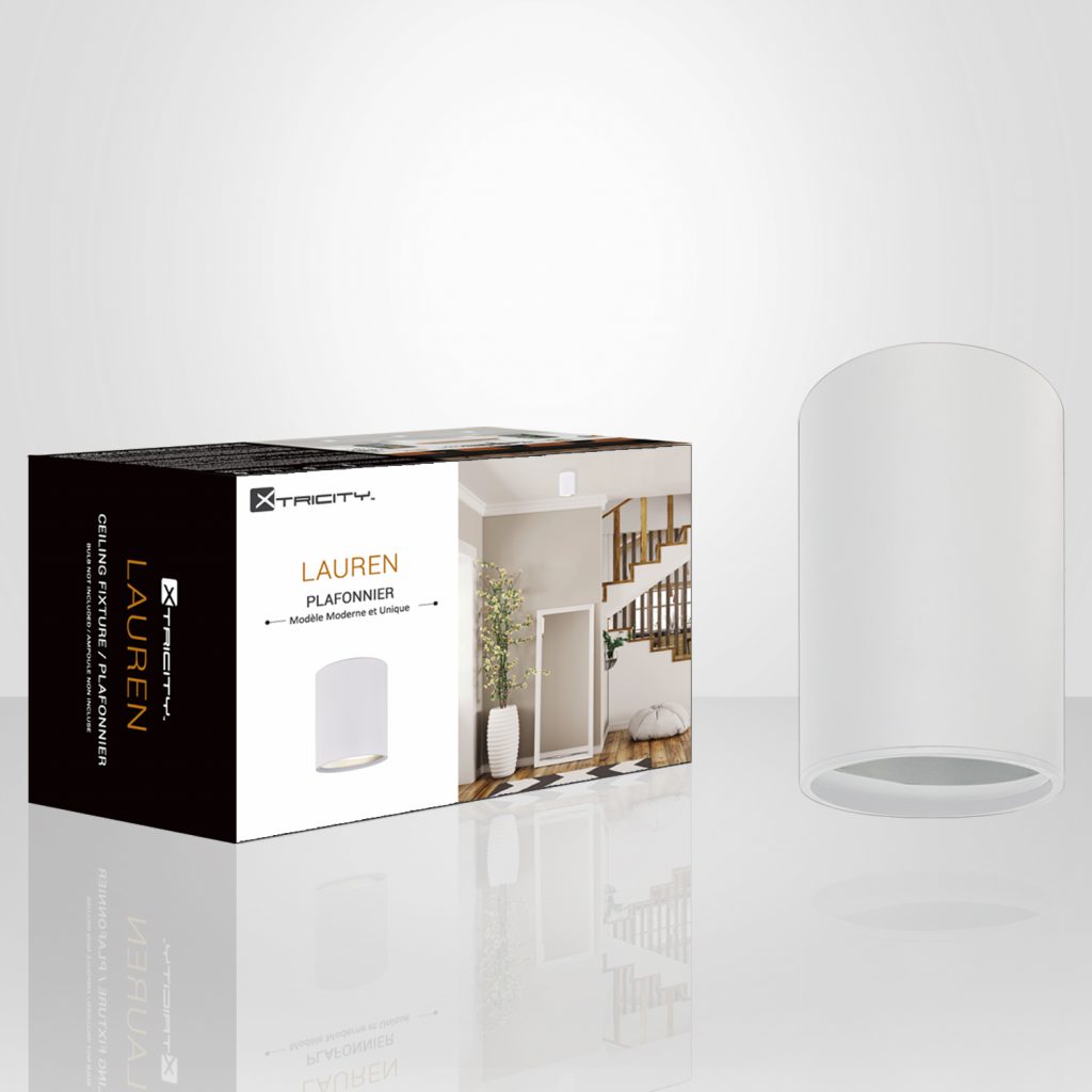 CEILING LIGHT 1 HEAD WHITE “LAUREN” #5-90291 – Jessar