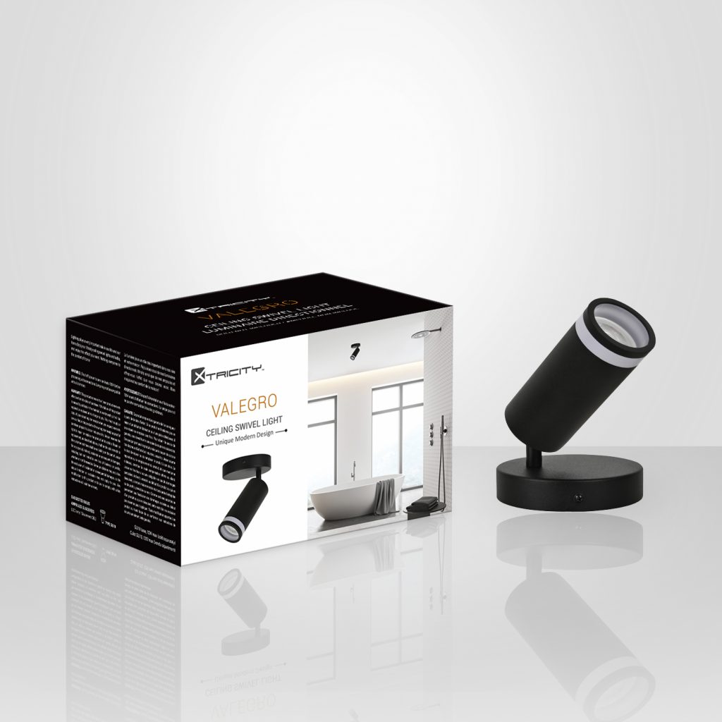 CEILING SWIVEL LIGHT 1 HEAD BLACK “VALEGRO” #5-90347 – Jessar