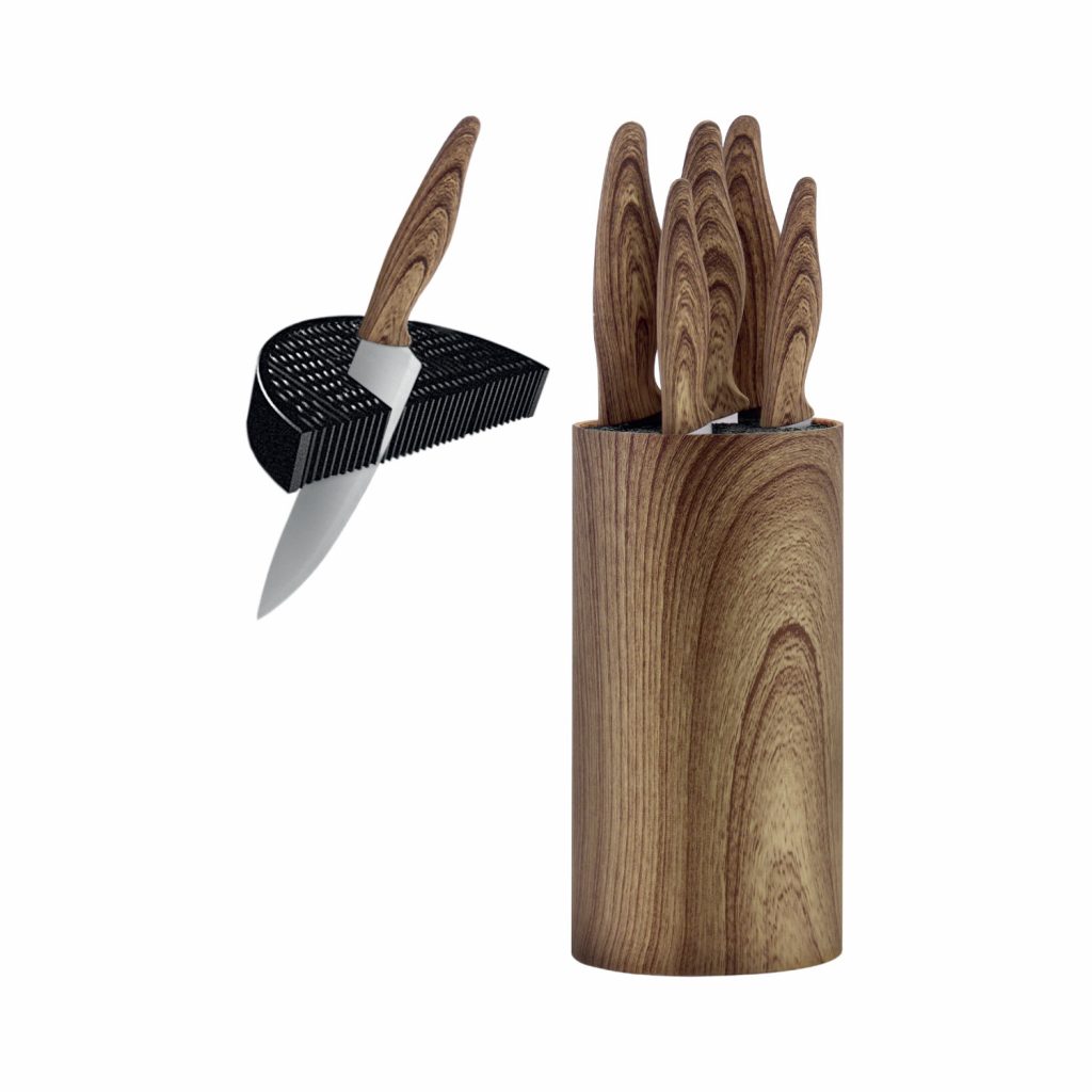 6 PIECE KNIFE SET WITH UNIVERSAL BLOCK – STRIPE MARBLE TEXTURE #7-99032 ...