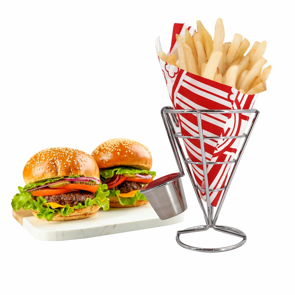 2 PIECE FRENCH FRIES HOLDER WITH 1 CONDIMENT DIPPING TRAY #7-99080 – Jessar