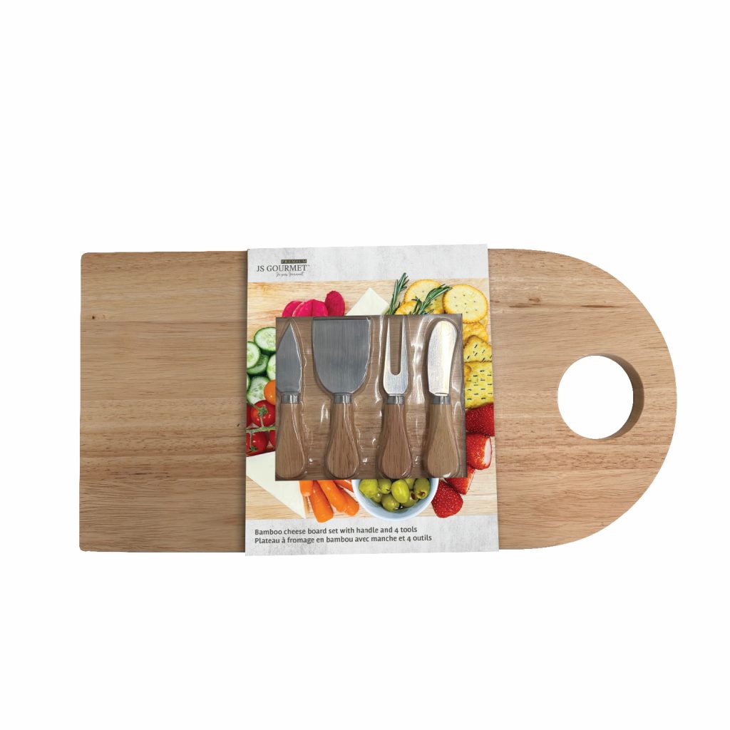 RUBBERWOOD BOARD WITH 4 CHEESE TOOLS #7-99098 – Jessar