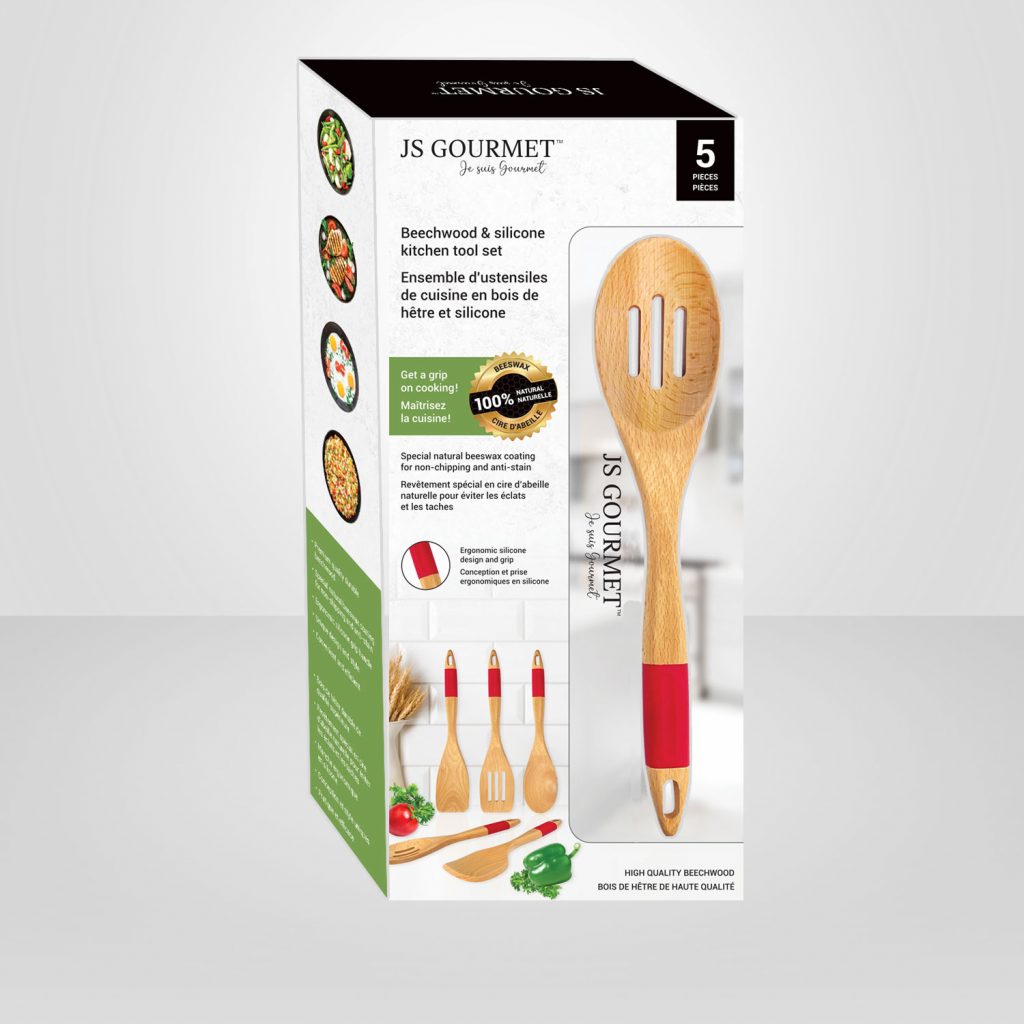 5 PIECE BEECHWOOD & SILICONE KITCHEN UTENSIL SET #7-99169 – Jessar