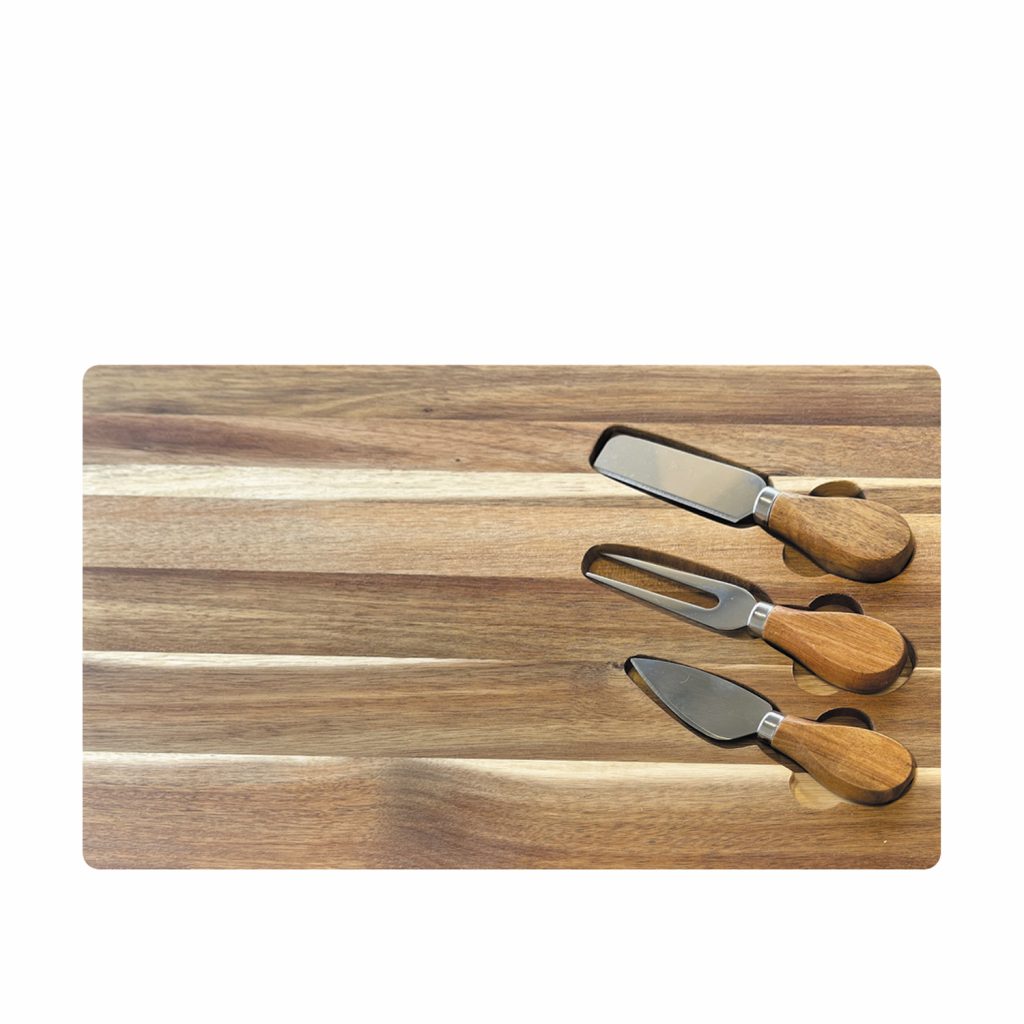 ACACIA WOOD BOARD WITH 3 CHEESE TOOLS #7-99316 – Jessar