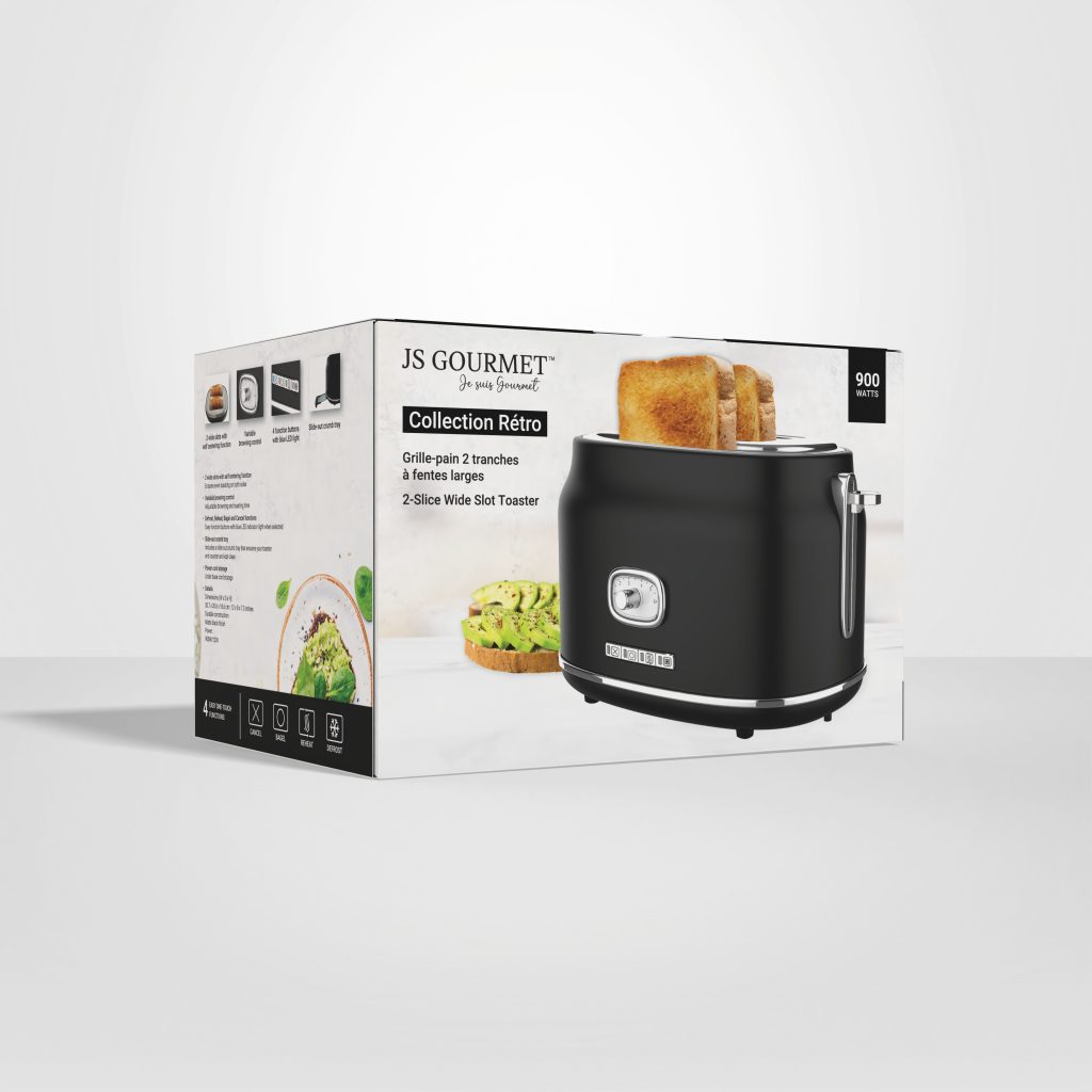 2-SLICE MATTE BLACK RETRO TOASTER #7-99373 – Jessar