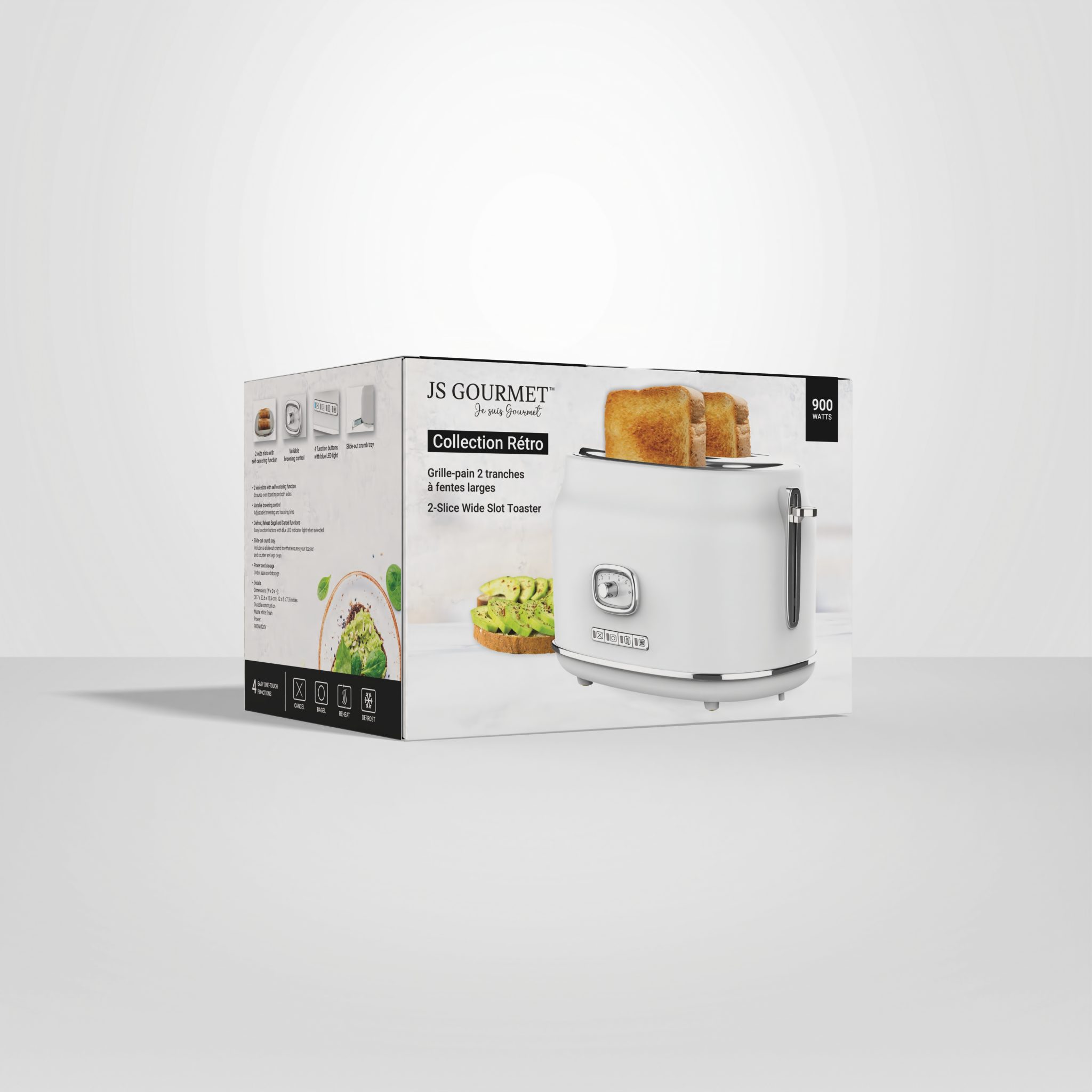 2-SLICE MATTE WHITE RETRO TOASTER #7-99374 – Jessar