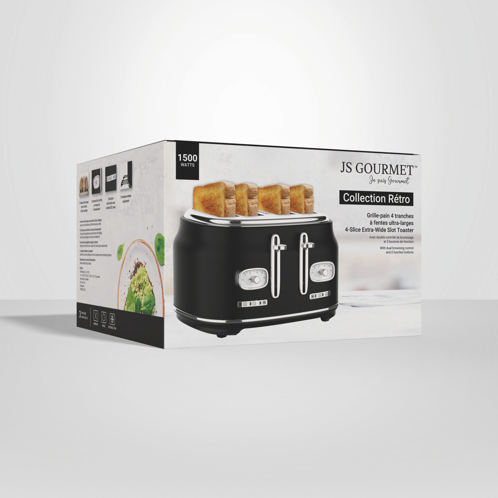 4-SLICE BLACK RETRO TOASTER #7-99375 – Jessar