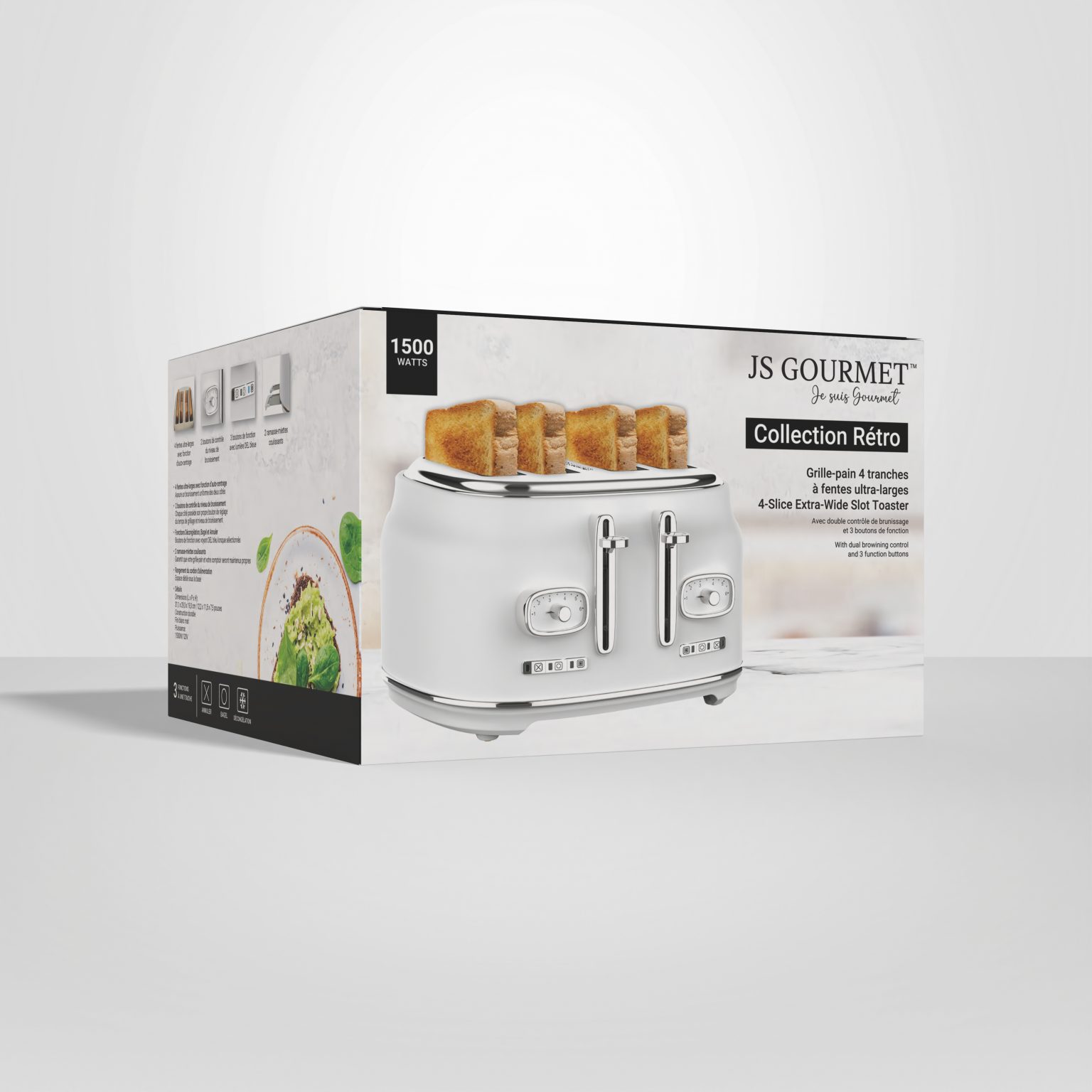 4-SLICE WHITE RETRO TOASTER #7-99376 – Jessar