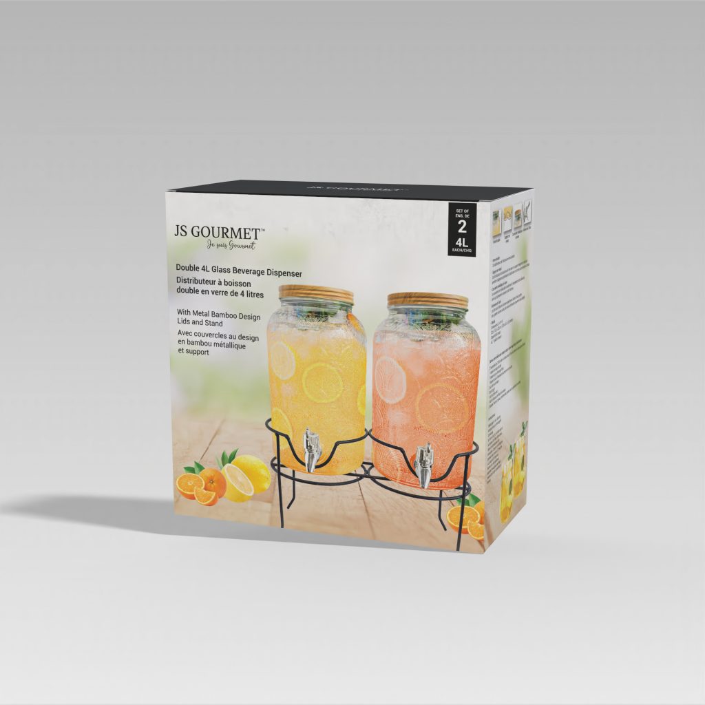 DOUBLE 4L GLASS BEVERAGE DISPENSER #7-99405 – Jessar