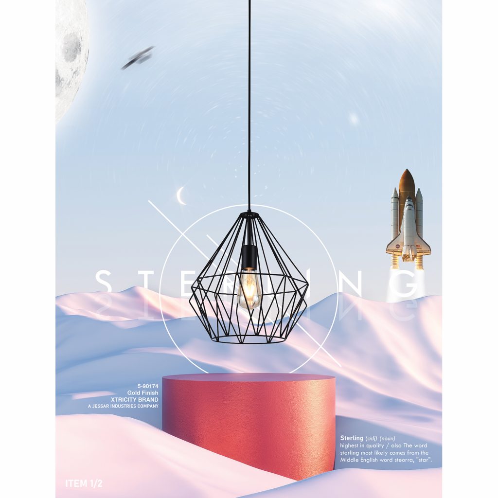 PENDANT FIXTURE 1 LIGHT BLACK “STERLING” #5-90173 – Jessar